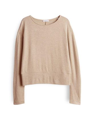 OPUS Langarmshirt SELLU Regular &uuml;berschnittener Langarm, schmal zulaufend, U-Boot-Ausschnitt