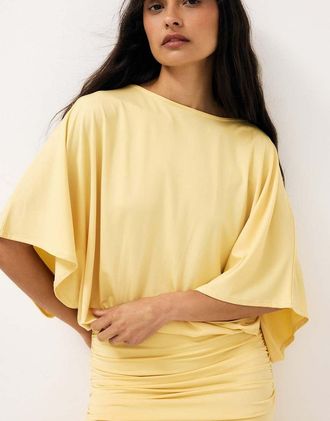 NA-KD Robe longue en jersey avec empi&egrave;cement - Jaune clair