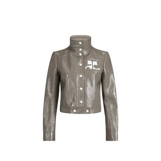 Courr&egrave;ges Veste vinyle en coton m&eacute;lang&eacute;