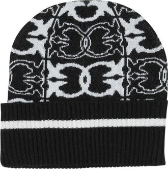 Pinko Pinko, Femme, Accessoires, Noir, Taille: ONE Size Bonnet en maille &agrave; motif g&eacute;om&eacute;trique