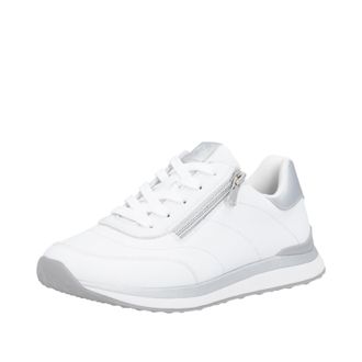 Remonte Plateausneaker REMONTE, Damen, Gr. 39, wei&szlig;, silberfarben, Leder, Lederimitat, unifarben mit Farbeinsatz, Schuhe Plateausneaker, Schn&uuml;rschuh, Halbschu