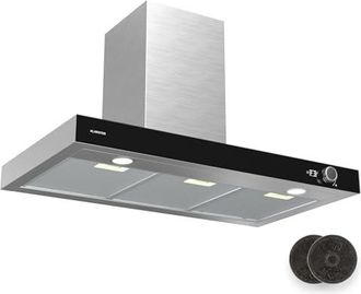 Klarstein Klarstein AirNova Hotte aspirante - 90 cm Hotte murale, 620 m&sup3;/h, CEE A++, LED 6500 K, Silencieuse 49 dB, Acier Inoxydable, Extraction & Recirculation