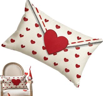 Generic Decoration pillowcase - Soft Red White Pillow Cover | Enveloped Decorative Cushion Case - For Holiday Winter Wohnzimmer Schlafzimmer Sofa Sofa