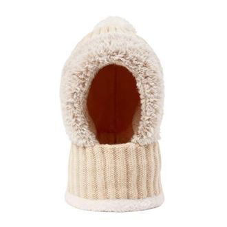 Generic Bonnet en tricot - Automne avec cache-cou, doublure en polaire mignon | Chapeau dhiver &agrave; rabat doreille pour femme, 30 x 35 cm, thermique et chaud pou