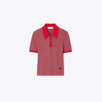Tory Burch Damen Gestreiftes Poloshirt aus Viskose