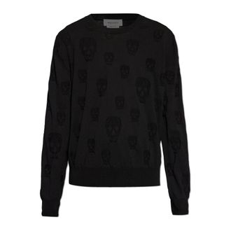 Alexander McQueen Pullover mit markantem Sch&auml;delmotiv - - Knitwear - Herren - Schwarzk - L