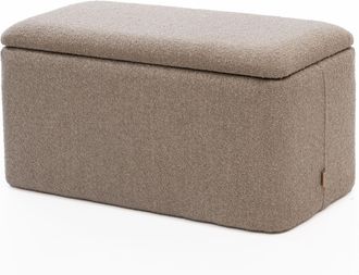SIX Rechteckiger Polsterhocker mit Stauraum | Sitzhocker | Fußhocker Bouclé Stoff Beige | Stabiler Hocker mit Aufbewahrung | Bequemer Pouf für Wohnzimmer 