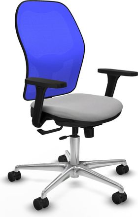 Piqueras y Crespo B&uuml;rostuhl mit 3D-Armen, h&ouml;henverstellbare Lendenwirbelst&uuml;tze, ausgestattet mit Syncro/Traslack und injiziertem Schaumstoff, Blau/Hellgrau