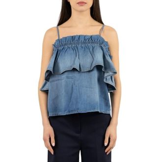Pinko Pinko, Femme, Tops, Bleu, Taille: 38 FR Blouse sans manches