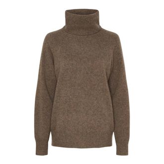 BTF-CPH Btfcph - Pull &agrave; col roul&eacute; en yack Alma - Femme - Pulls - Brun - Taille: 38 FR