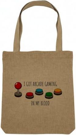 Fabulous Sac Shopping Tote Bag Aspect Lin - I got Arcade Gaming in my blood Jeux Video Retro Gaming Borne Arcade 80s - Sac de Courses Toile Epaisse 360g Beige 