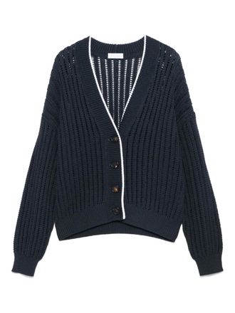 Brunello Cucinelli cardigan à boutonnière - Bleu