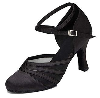 Minitoo Femme Chaussure de Danse Latine Salsa en Maille Satinee L189 Noir EU 37.5