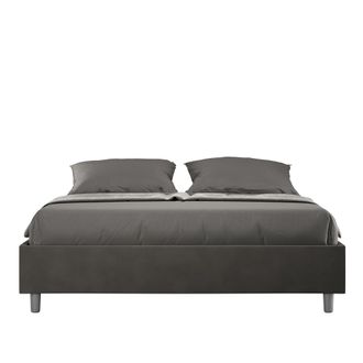 ITYhome Letto Matrimoniale Rivestito In Microfibra - Azelia - Colore: Grigio - Tipologia Letto: Con Rete E Contenitore - Dimensione Rete: 160x210