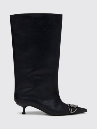 Diesel Bottes D-Venus en cuir &agrave; mi-mollet avec logo Oval D et talon aiguille