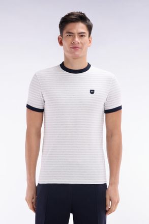 Eden Park T-shirt En Coton Stretch Ray&eacute; Gris Coupe Ajust&eacute;e