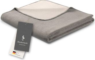 BIEDERLACK flauschig-weiche Kuscheldecke aus Baumwoll-Mischgewebe I Made in Germany I Öko-Tex I nachhaltig produziert I Wohndecke Cotton Doubleface in Graphit-Ra