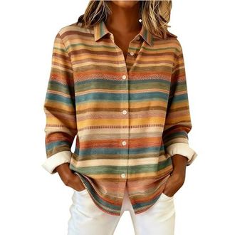 Generic Chemise d&eacute;contract&eacute;e pour femme - Couleur contrast&eacute;e - Automne et hiver - Imprim&eacute; &agrave; carreaux - Chemisier &agrave; carreaux pour femme - Chemise surdimensionn