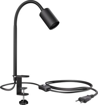 LEDs Com Klemmleuchte, Schwanenhals LELE, Schalter, schwarz matt, 1x E27 max. 60W