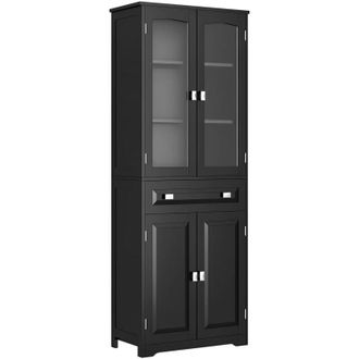 HOMCOM Armoire de cuisine - Bois - 60x30x160cm - noir