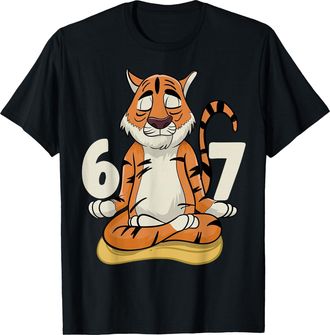 BDAZ 67 Yoga Tiger Hands Meme Lustige Grafik T-Shirt