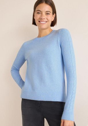 Cecil Rundhalspullover mit Rippb&uuml;ndchen