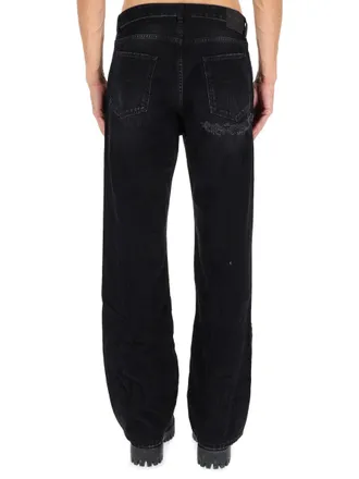 Balenciaga Deconstructed Cotton Jeans - Black