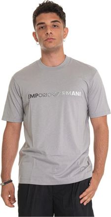Emporio Armani Homme, Tops, Gris, Taille: 2XL T-shirt en jersey de coton Pima avec logo brod&eacute;