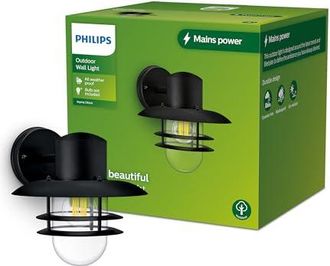 Philips Outdoor Inyma Wandleuchte rund, max. 25W, exkl. Leuchtmittel, IP44 wetterfest, schwarz