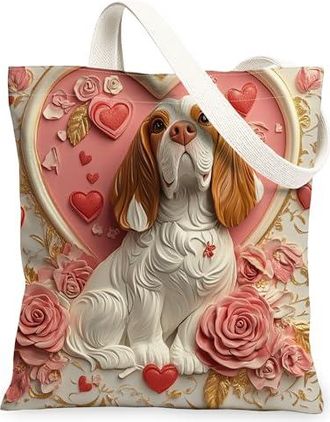 Generic Basset Hound Sac fourre-tout en toile pour faire du shopping 33 x 38,1 cm, sac d&eacute;picerie r&eacute;utilisable pour femme, motif animal de compagnie, d&eacute;coratio