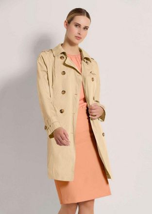 Madeleine Trenchcoat Kurzer Trenchcoat mit Bindeg&uuml;rtel Uni-Design mit Reverskragen und Knopfverschluss