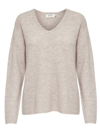 Only Damen Warmer Strickpullover | Knitted Basic Stretch Sweater | Langarm V-Ausschnitt Shirt ONLCAMILLA, Farben:Beige, Gr&ouml;&szlig;e:XS
