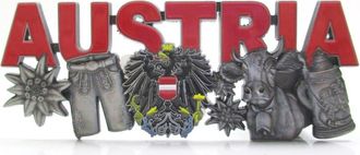 Generic Österreich Magnet Metall Souvenir Lederhose Kuh Wappen Edelweiss Big Letter