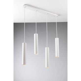 Luce-Ambiente-Design Fluke suspension with four lights in white metal