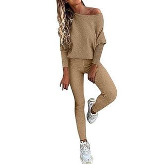 Generic Survêtement à manches longues pour femme, sweat à capuche, pantalon uni, ensemble pour les activités sportives et de loisirs, moments de confort déten