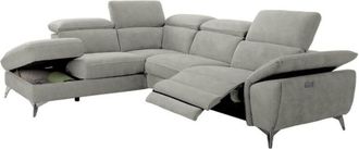Les Tendances Les Tendances - Canap&eacute; dangle de relaxation &eacute;lectrique microfibre Skina-Gris clair-angle gauche