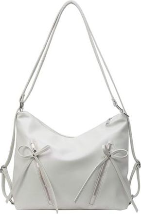 Generic Sac fourre-tout en cuir PU avec noeud mignon sous les bras, sac fourre-tout de styliste, couleur unie, sac à dos décontracté avec fermeture éclair, sa