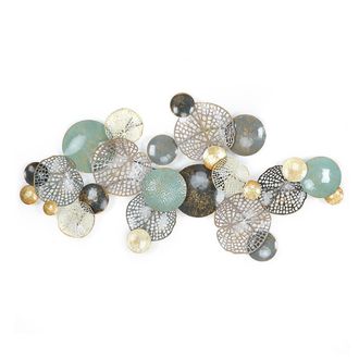 Generic Dreidimensionale Wanddekoration aus Metall mit modernem Blumenmuster aus &uuml;bereinanderliegenden Bl&auml;ttern, h&auml;ngende Wandskulptur, ideal f&uuml;r Wohn- oder S