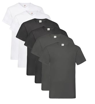 Fruit Of The Loom Herren- V-Neck T-Shirt M L XL XXL 3XL 4XL 5XL Farbsets, 2Weiss 2Graphit 2Schwarz (6 Pack) + 1 HL Kauf Notizblock, 3XL (6er Pack)