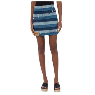 Moschino Denim Patchwork Rock Gestreift Hohe Taille - - Skirts - Damen - Mehrfarbig - M