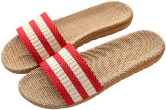 Vosarea Pantoufles &eacute;t&eacute; L&eacute;g&egrave;res Coton-lin Antid&eacute;rapantes pour Homme et Femme Durables et Confortables Adapt&eacute;es Maison Int&eacute;rieur Couple Rouge