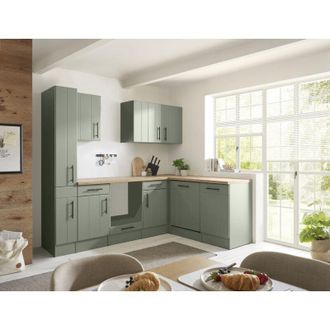 Respekta L K&uuml;che Einbauk&uuml;che Winkelk&uuml;che Landhaus Leerblock Gr&uuml;n Anton 250 cm Respekta