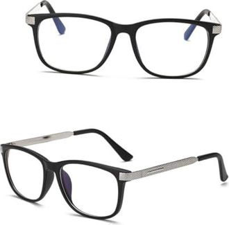 Yarnow Lunettes Unisexes Classiques R&eacute;tro M&eacute;tal L&eacute;ger Monture Carr&eacute;e Petite Verres Transparents Confortables Design Antid&eacute;rapant Ajustement pour Nez Large Ca