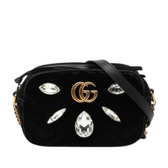Gucci Pre-owned Quilted Velvet Crossbody Bag - - Pre-owned - Damen - Schwarzk - ONE SIZE