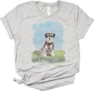 Keephen Femmes Schnauzer Graphique T-Shirts Dr&ocirc;le Schnauzer Impression 3D Manches Courtes Col Rond &Eacute;t&eacute; Maman de Chien Pullover Tops
