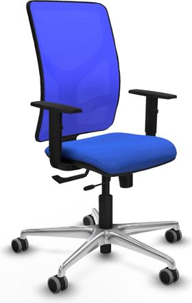 Piqueras y Crespo Blauer Schreibtischstuhl mit 1D-Armlehnen, h&ouml;henverstellbare Lendenwirbelst&uuml;tze, ausgestattet mit Syncro/Traslack und Schneideschaum, mit Rollen von 6