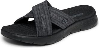 Skechers Femme Go Walk Flex Impressed Slides-sandals, Black Gray Textile, 41 EU