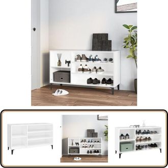 vidaXL Vidaxl - Schuhregal Hochglanz-Weiß 102x36x60 cm Holzwerkstoff - Schuhschrank - Schuhregal - Garderobe - Flurmöbel - Aufbewahrungssystem