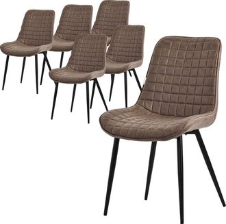 ML Design ML-Design Esszimmerst&uuml;hle 6er Set, Braun, Sitzfl&auml;che aus Kunstleder mit schwarzen Metallbeinen, K&uuml;chenst&uuml;hle mit R&uuml;ckenlehne, Wohnzimmerst&uuml;hle, Polste