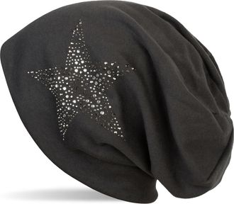 styleBREAKER M&uuml;tze Beanie M&uuml;tze mit Strass Nieten Stern